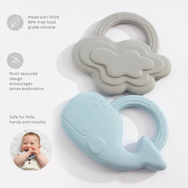 Playground 2pk Silicone Teether - Whale & Cloud | Baby Junction