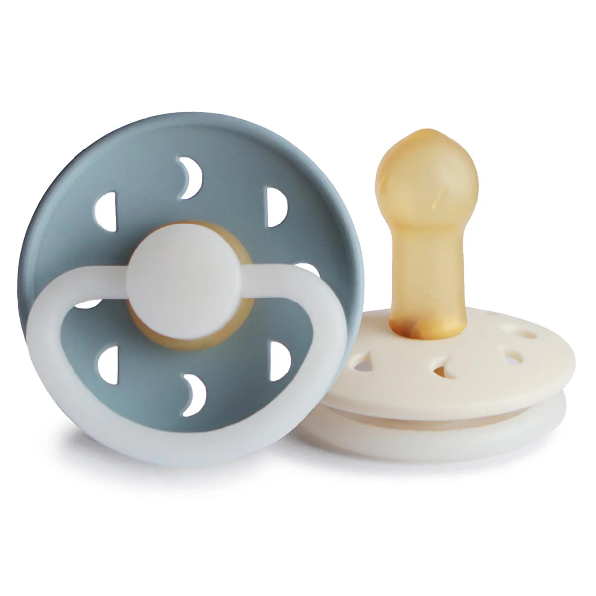 FRIGG Night Pacifier 2 Pack Latex Moon - Size Two | Baby Junction