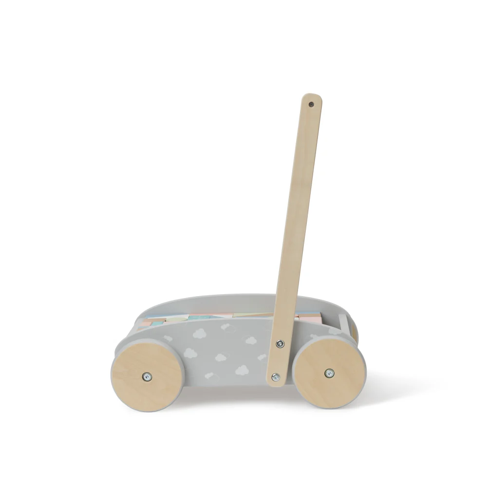 Bubble Wooden Baby Push Cart & Walker with 45 Building Blocks | Baby ...