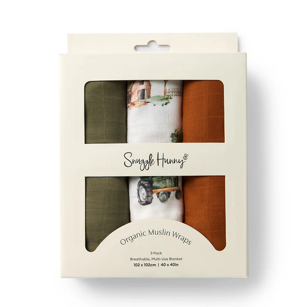 Snuggle Hunny Large Organic Muslin Wraps 3 Pack - Diggers/Olive/Bronze ...